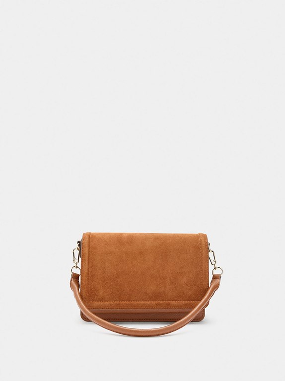 CROSSBODY BAG WITH FLAP AND LEATHER DETAILS
