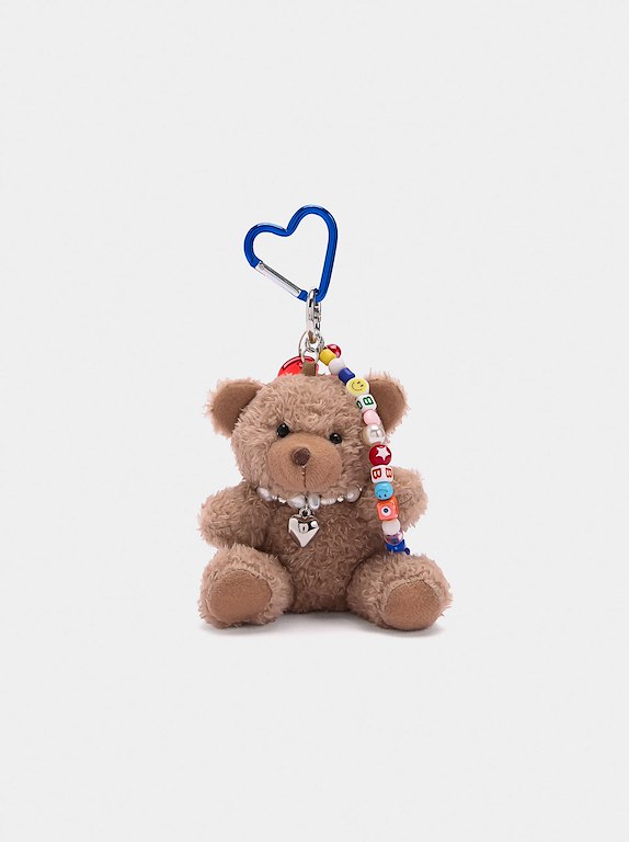 KEYCHAIN CHARM TEDDY BEAR WITH HEART CARABINER