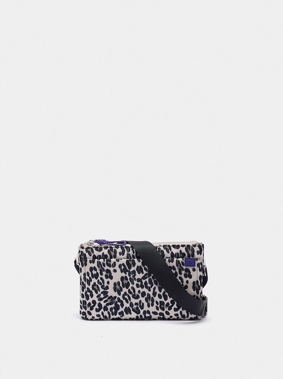 NYLON CROSSBODY BAG WITH LEOPARD PRINT