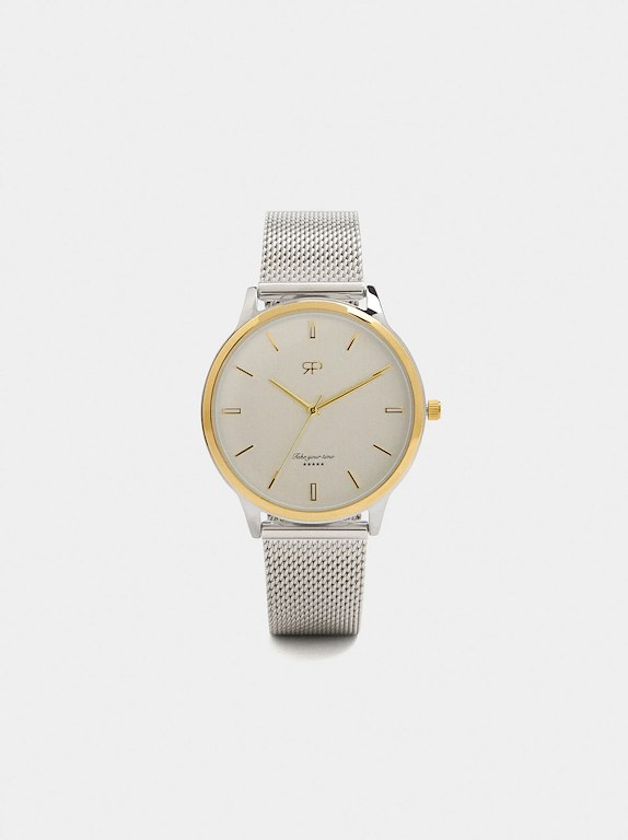 BICOLOR WATCH WITH STAINLESS STEEL METAL MESH
