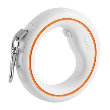 MOESTAR 2ND GEN AIR 2023 UFO RETRACTABLE DOG LEASH WITH RING-SHAPED HANDLE - 3M - WHITE / ORANGE