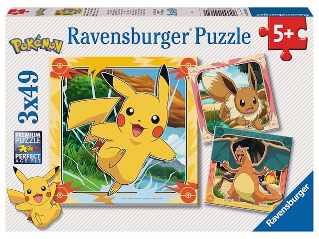 Slagalice puzzle za decu 3x49 delova Pokemon Ravensburger 12004062