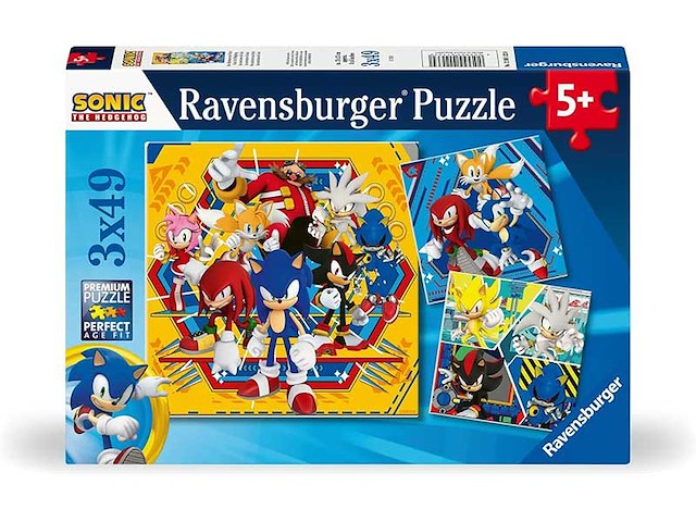 Slagalice puzzle za decu 3x49 delova Sonic the Hedgehog Ravensburger 12001133