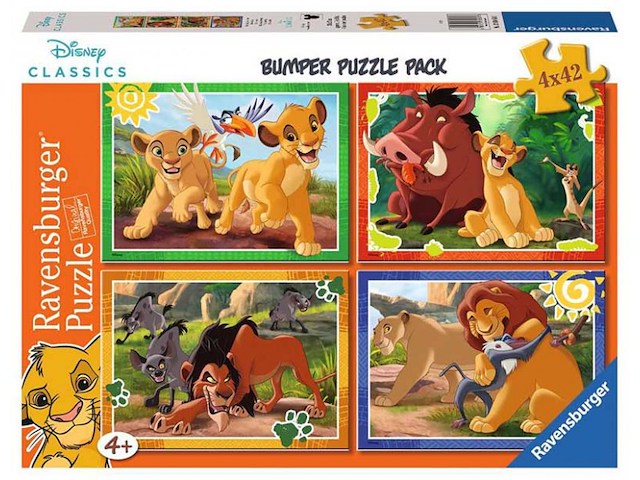 Puzzle slagalica za decu 4x42 dela Disney Lion king Ravensburger 12004058