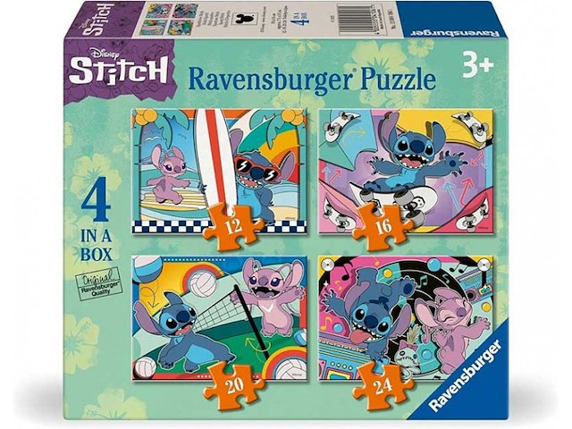 Puzzle slagalica za decu 4u1 Stitch And Angel Ravensburger 12004106