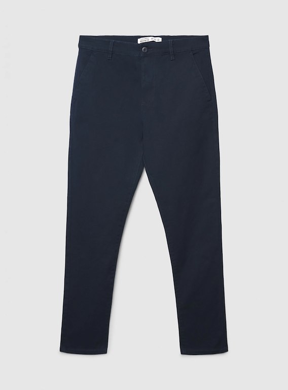 Uske jednobojne chino pantalone Plava navy