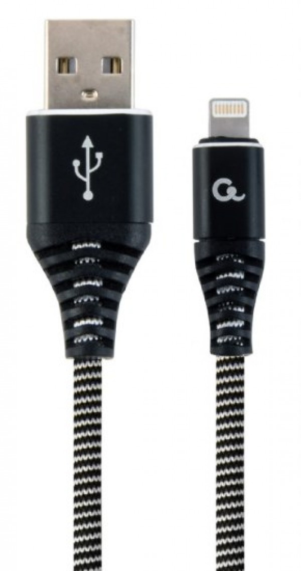 Gembird CC-USB2B-AMCM-1M-BW Premium cotton braided Type-C USB charging - data cable,1 m,black/white