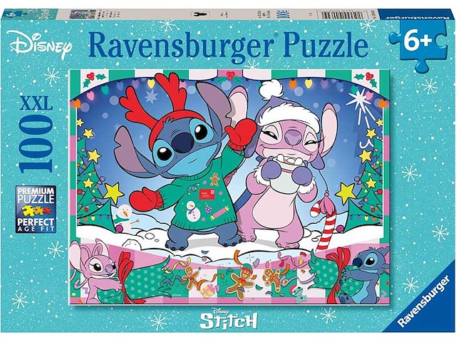 Puzzle slagalice za decu 100XXL delova Disney Stitch Christmas Ravensburger 12004030