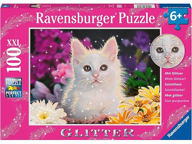 Puzzle slagalice Glitter 100XXL delova Belo mače Ravensburger 13358