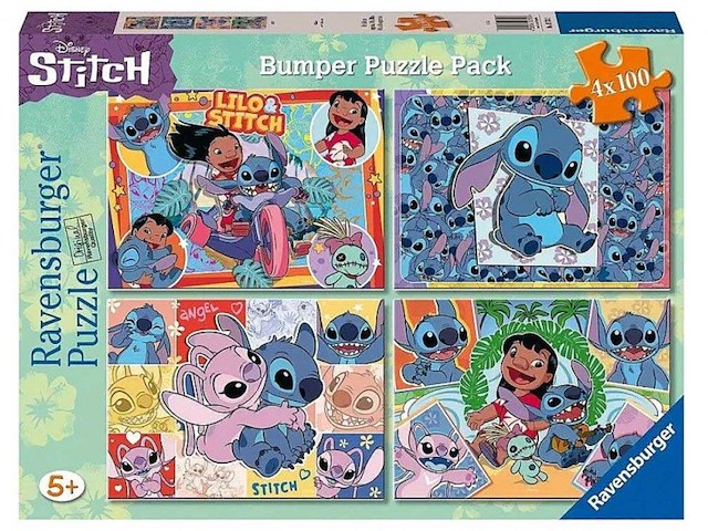 Slagalice puzzle za decu 4x100 delova Disney Lilo and Stitch Ravensburger 05731