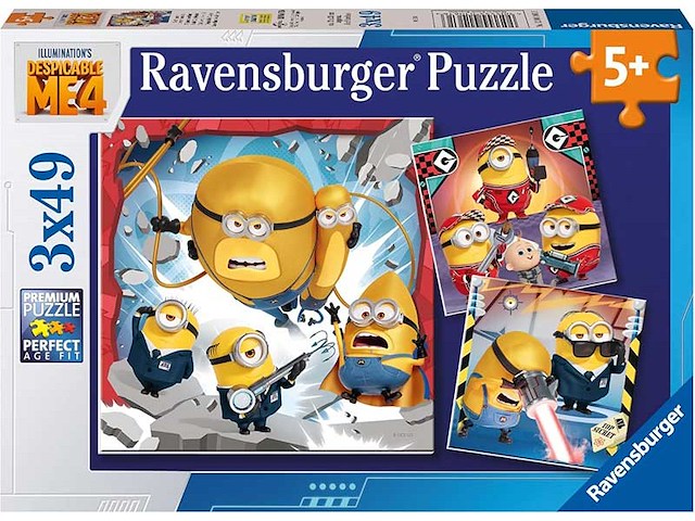 Slagalice puzzle za decu 3x49 delova Grozni ja 4 Ravensburger 12001061
