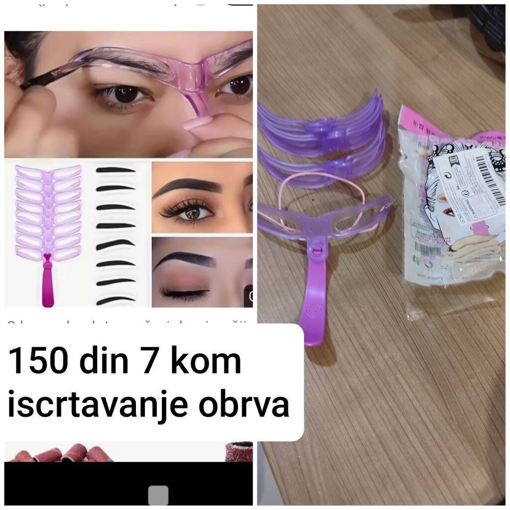 Set šablona za iscrtavanje obrva – 7 komada - Plastični višekratni