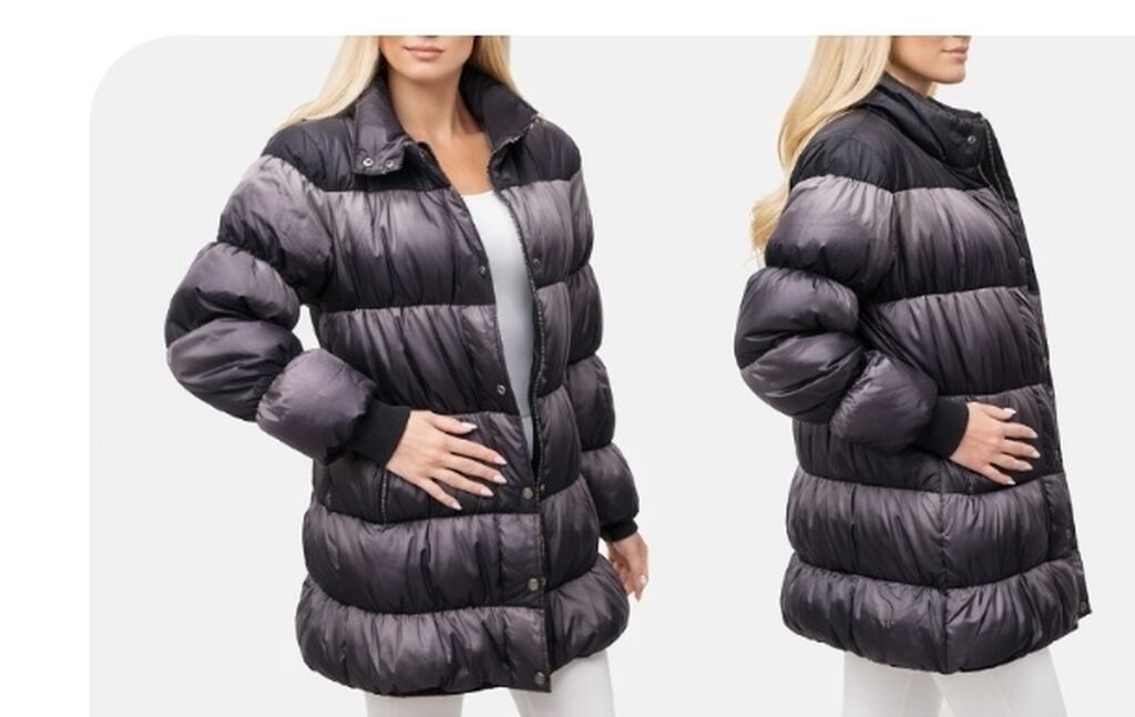Ženska zimska jakna – puffer kroj, siva/anthracite ombre. Boja jakne u