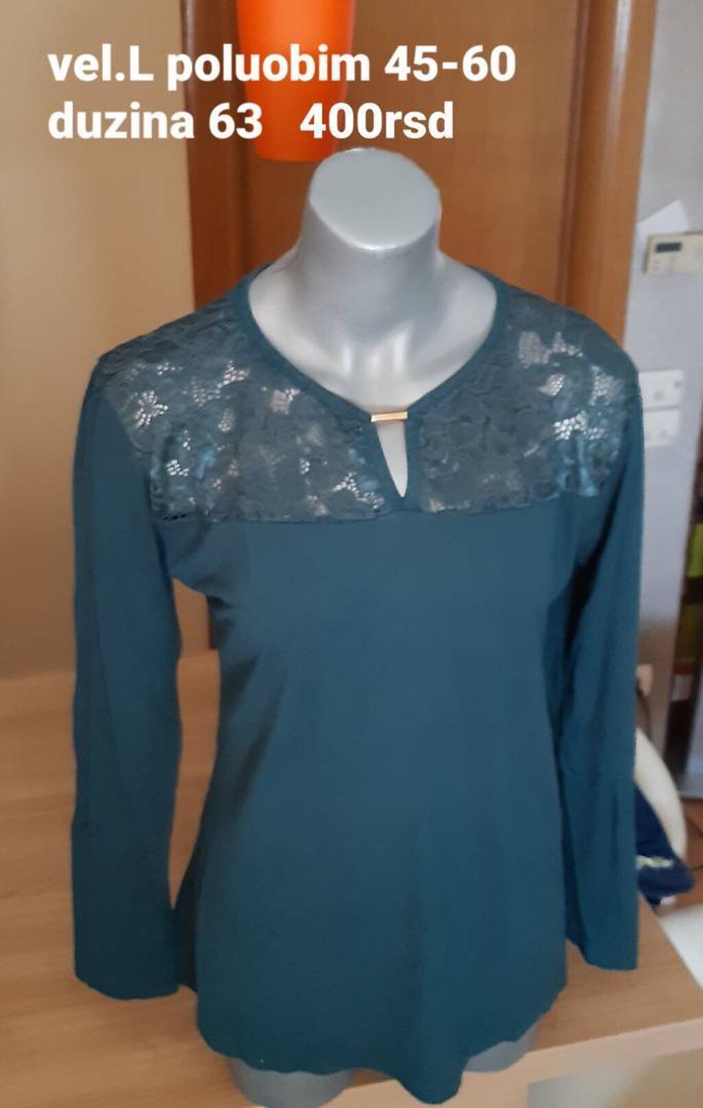 Ženska bluza, tamnozelena. - Veličina: L - Poluobim: 45–60 cm