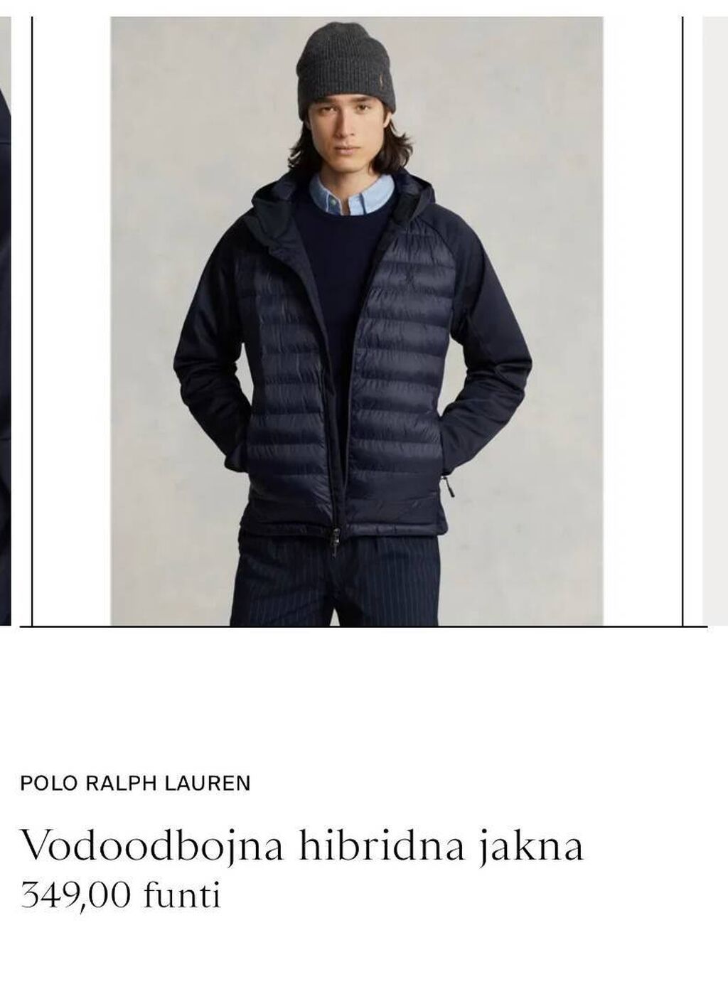 Polo Ralph Lauren original, vodoodbojna hibridna jakna za muškarce