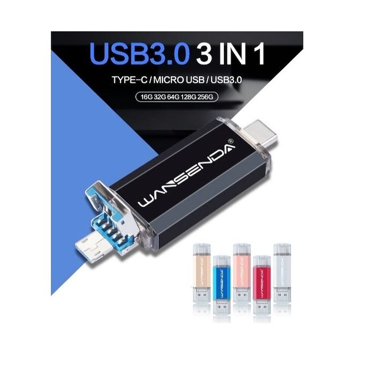 MULTI USB 3.0 OTG USB Flash Drive: Type-C & Micro USB Tri u jedan