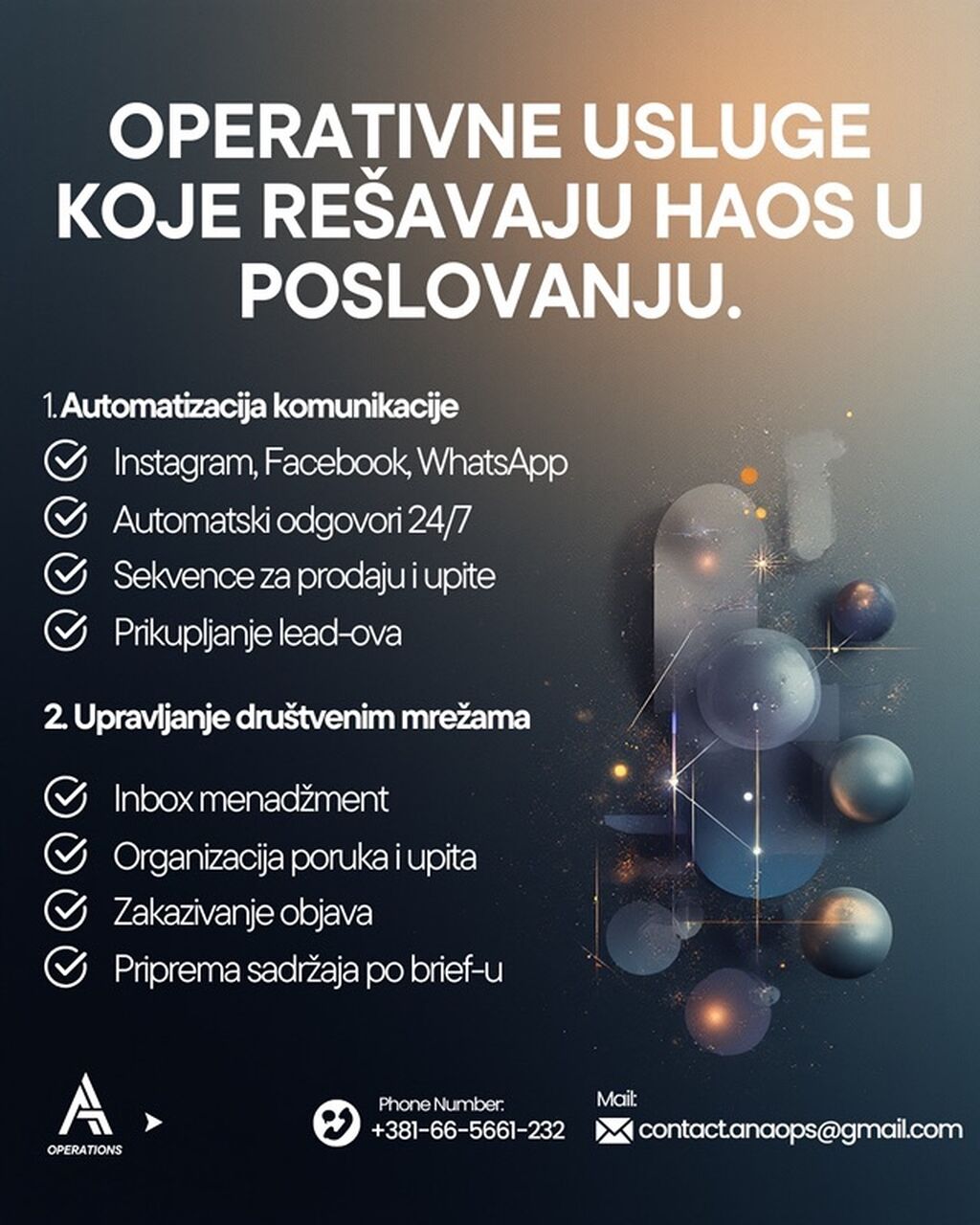 Operativne usluge za uređenje poslovnih procesa i digitalne
