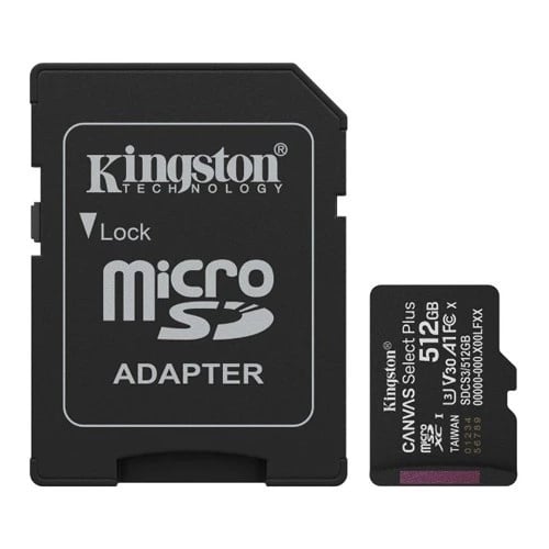 Micro SD Card 512GB Kingston + SD adapter SDCS3/512GB class 10