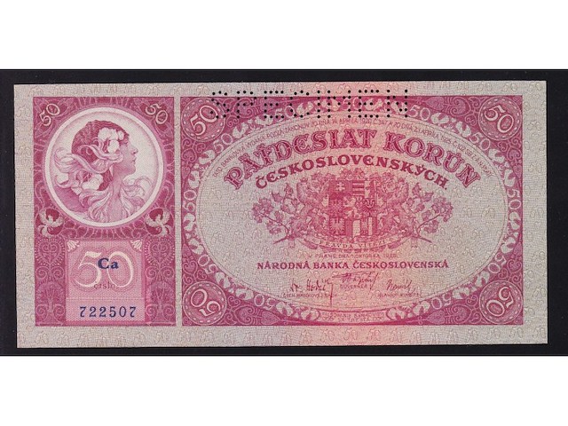 CZECHOSLOVAKIA --- 50 KORUN 1929 --- UNC -- SPECIMEN --
