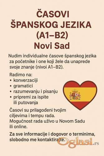 ČASOVI ŠPANSKOG JEZIKA - NOVI SAD/ONLINE (A1-B2)
