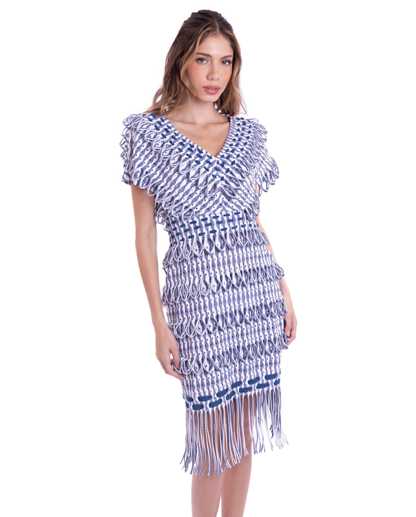 Fringed Skirt Set Indigo-Co