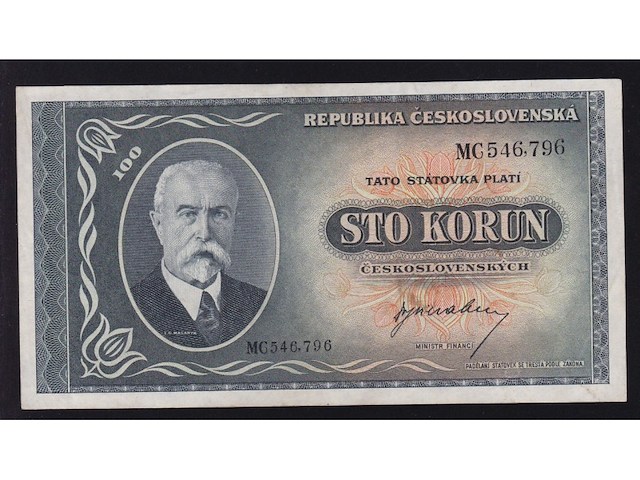 CZECHOSLOVAKIA --- 100 KORUN 1945 --- XF+ ----