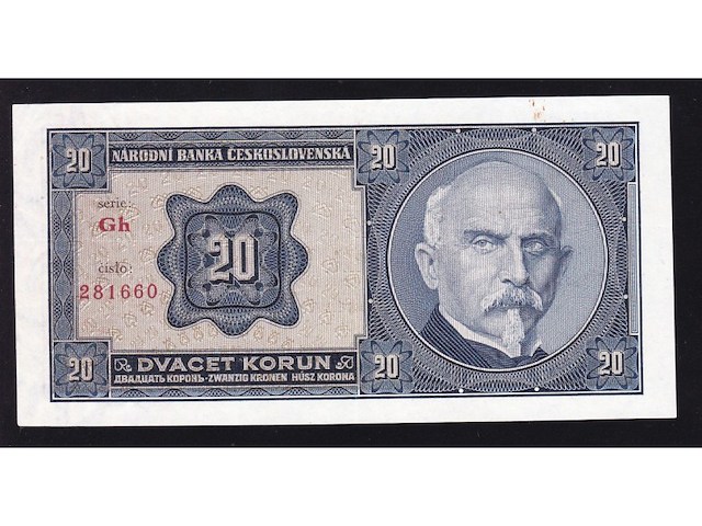 CZECHOSLOVAKIA --- 20  KORUN 1926 - a-UNC ----