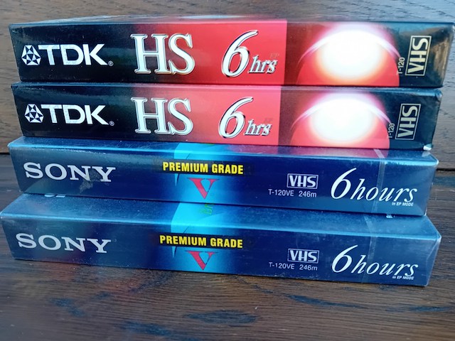 VHS Sony i TDK kasete nove neotpakovane 4 komada