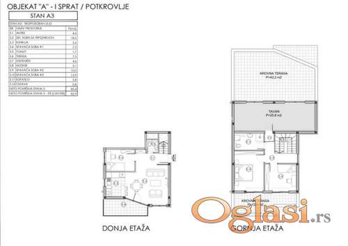 Sremska Kamenica-DvoEtažni Četvorosoban stan 83 m2 sa Terasom od 42 m2-povraćaj PDV-a-065/385 8880