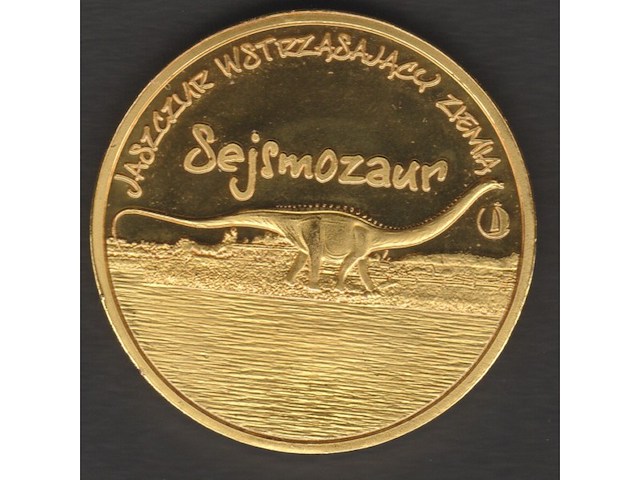 Medaljon, plaketa-Park Sejsmozaur, Poljska, dinosaurusi