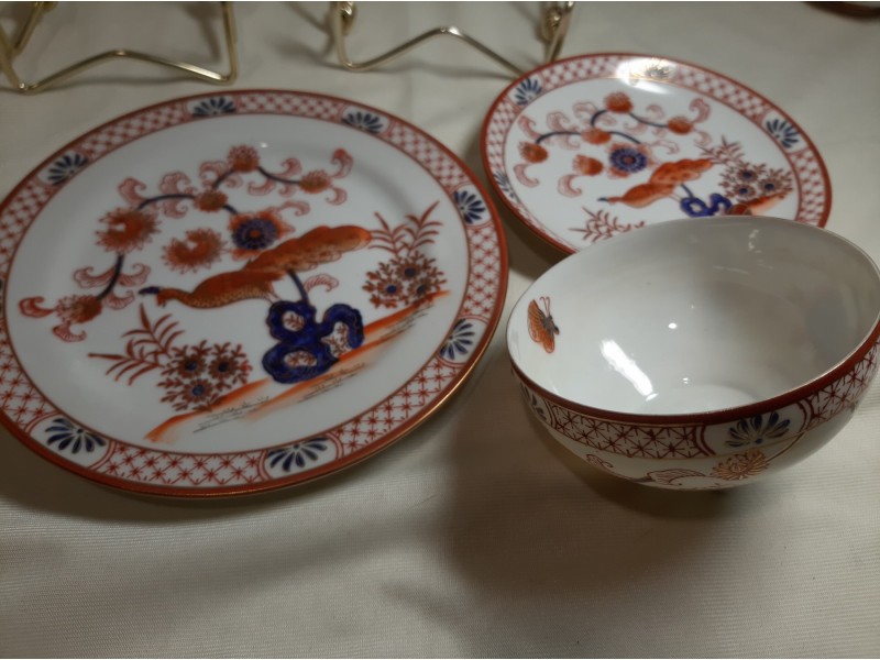 VTG IMARI STIL LITOFAN EGGSHELL GEJŠA SET 3DELA 6