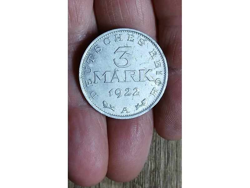KO 43 - Nemačka - 3 marke 1922 A - opis -