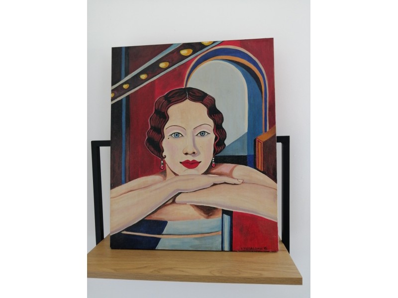 Portret dame u Art deco stilu, 40x50cm