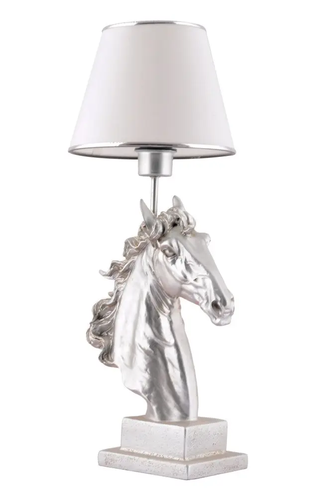 Opviq Horse White Silver Stona lampa, Srebrno-Bela