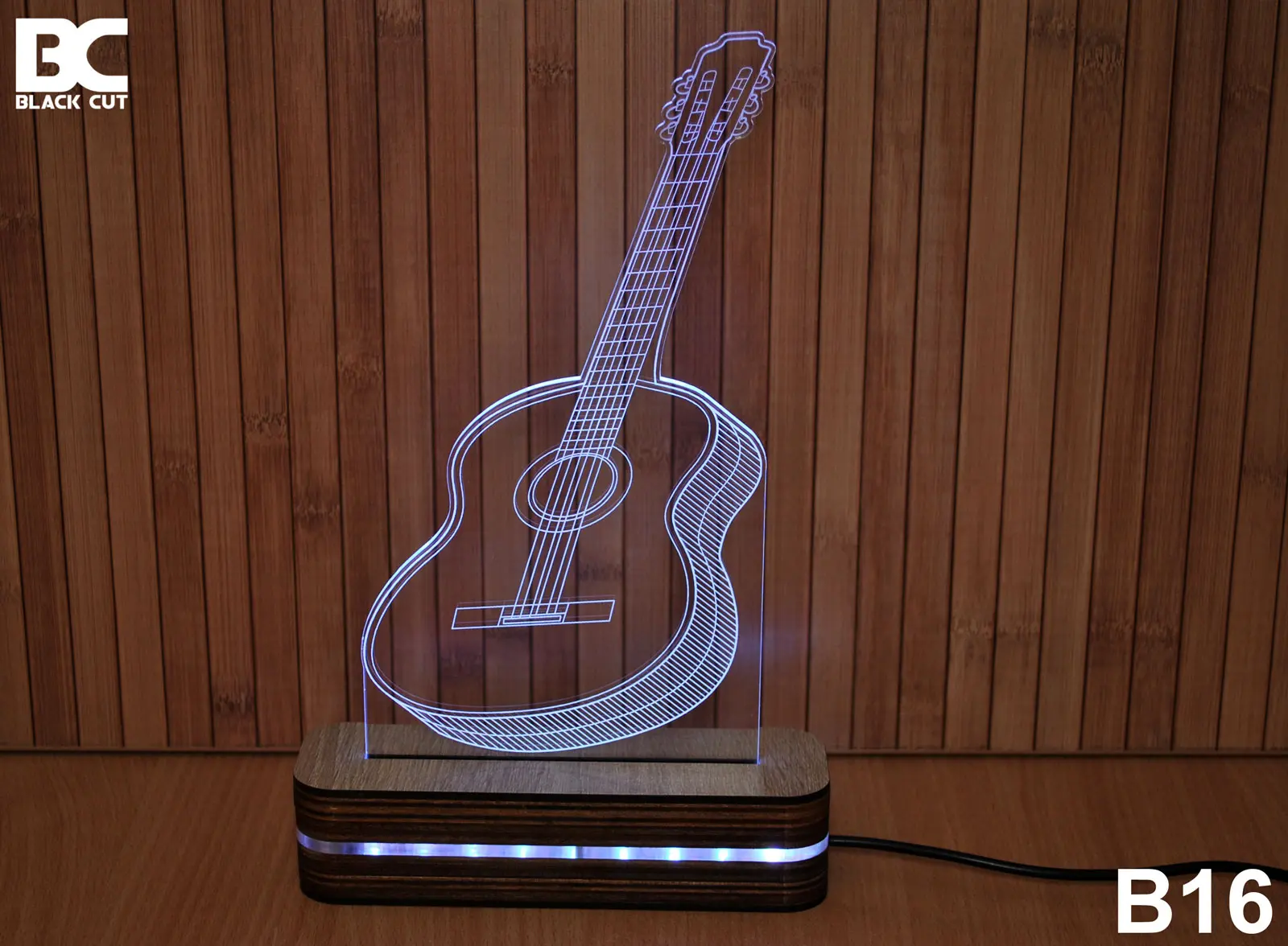 Black Cut 3D Lampa Gitara Bela