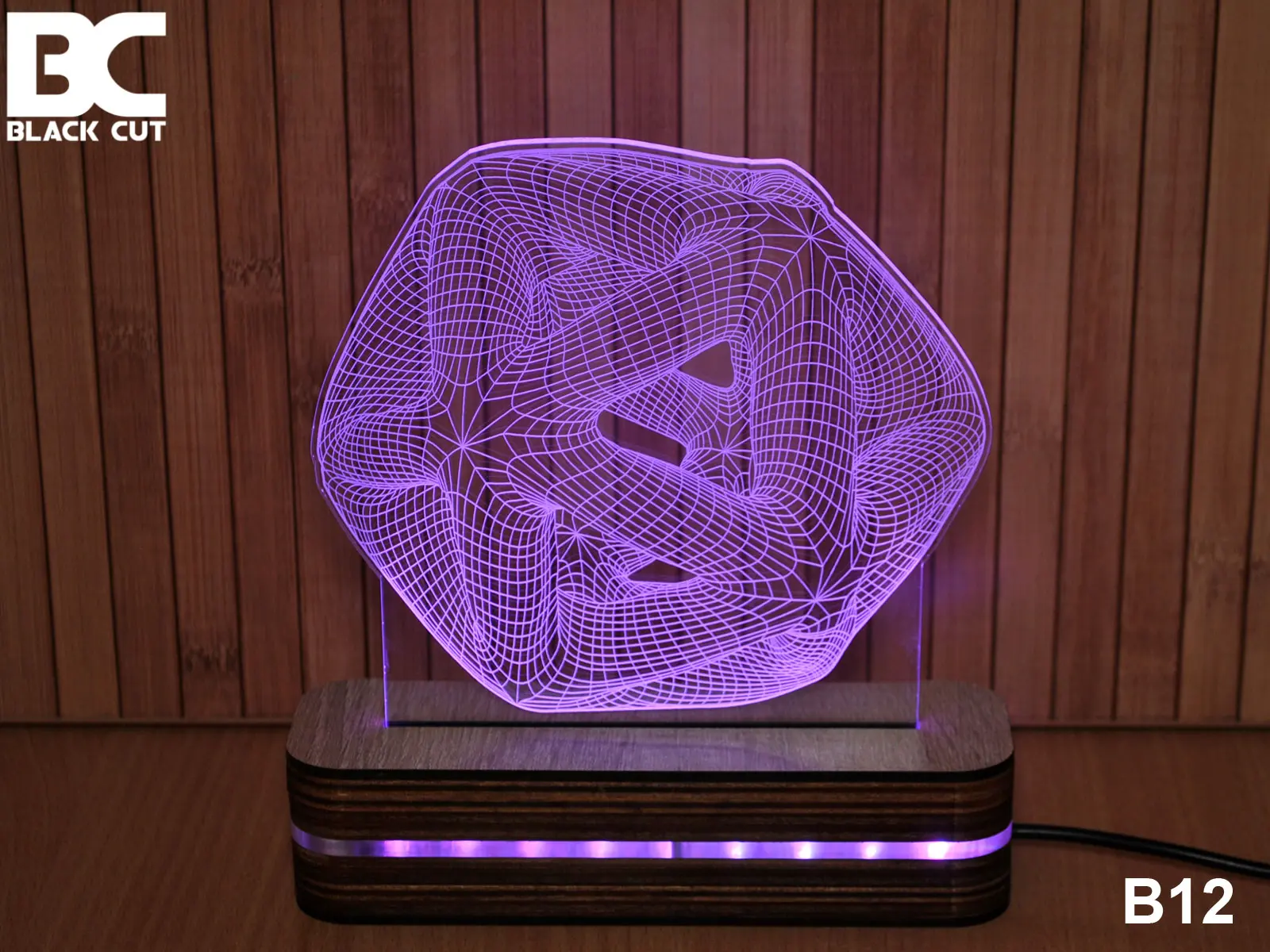 Black Cut 3D Lampa Zvezda Roze