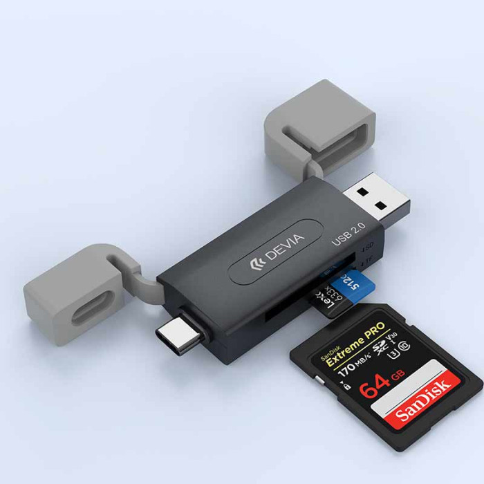 DEVIA 2IN1 CARD READER USB+TYPE-C 2.0 TO SD/TF