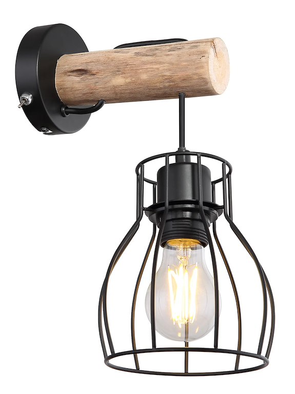 Zidna lampa crna, 1x E27