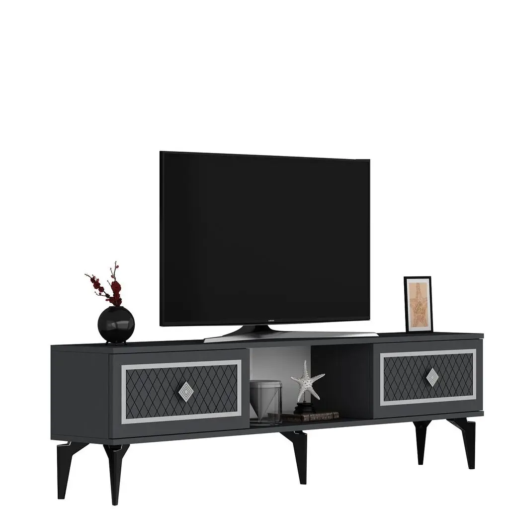 Hanah Home TV Komoda Herry, 150x44,6x29,6 cm, Antracit-Srebrne boje