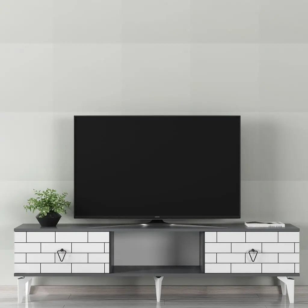 Hanah Home TV Komoda Varna, 150x44,6x29,6 cm, Antracit-Bela