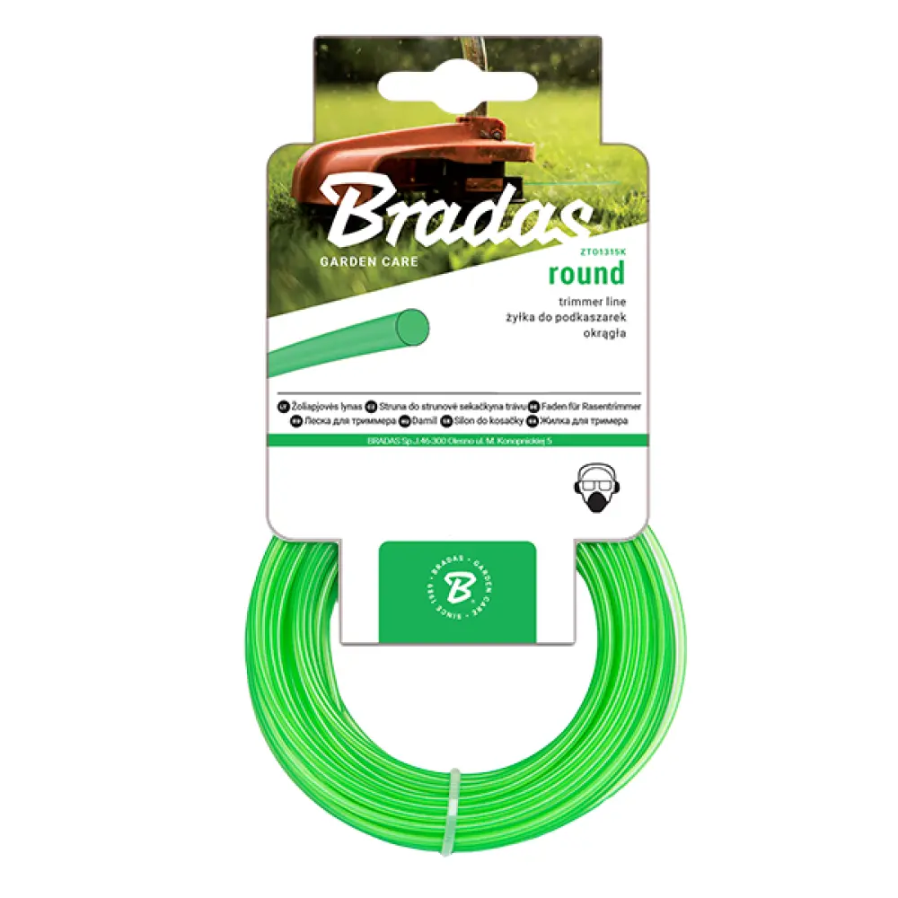 Bradas Rezna nit za trimere, Okrugla, 1.6 mm x 15 m, Zelena