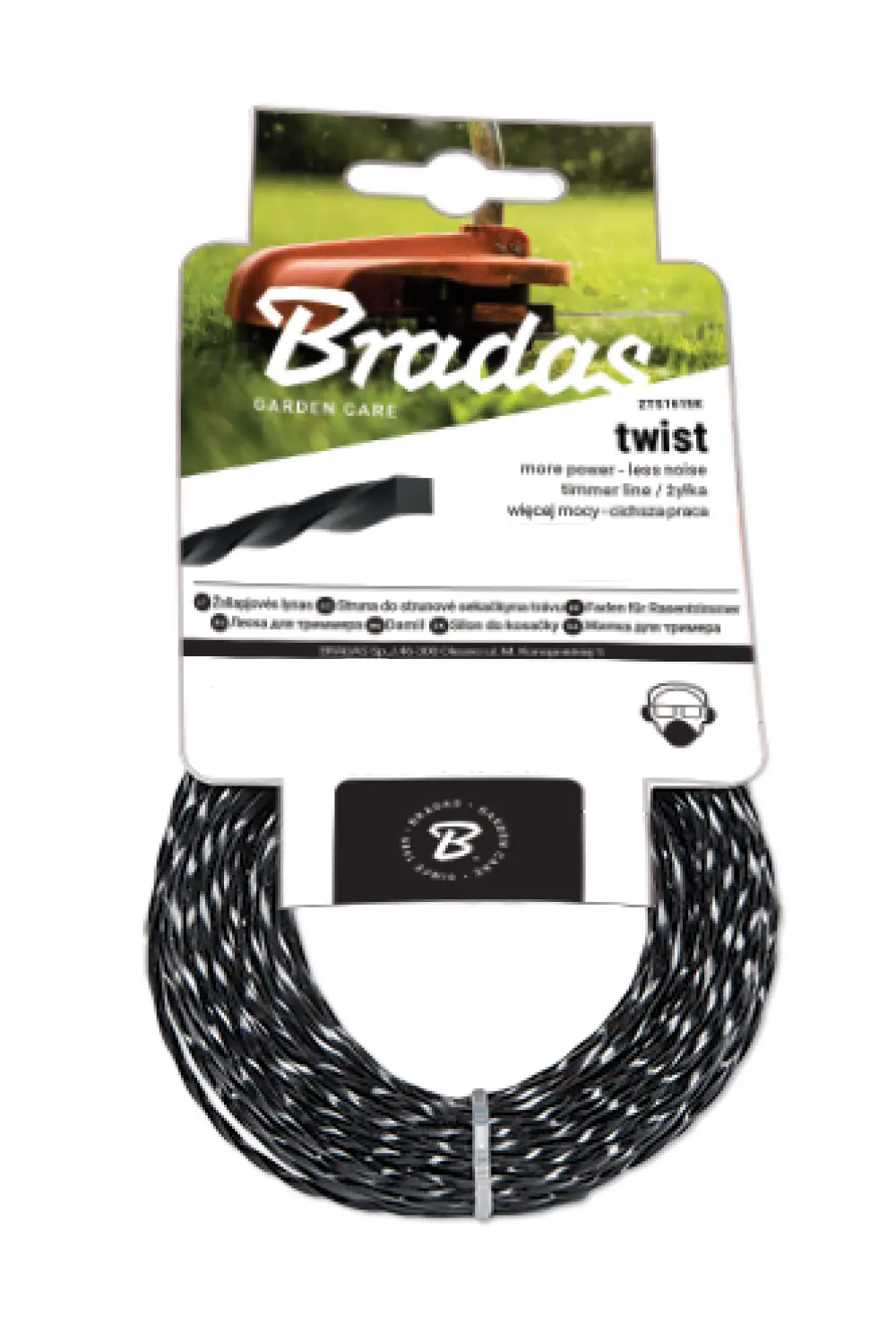 Bradas Rezna nit za trimere, Twist, 3 mm x 15 m, Crno-bela