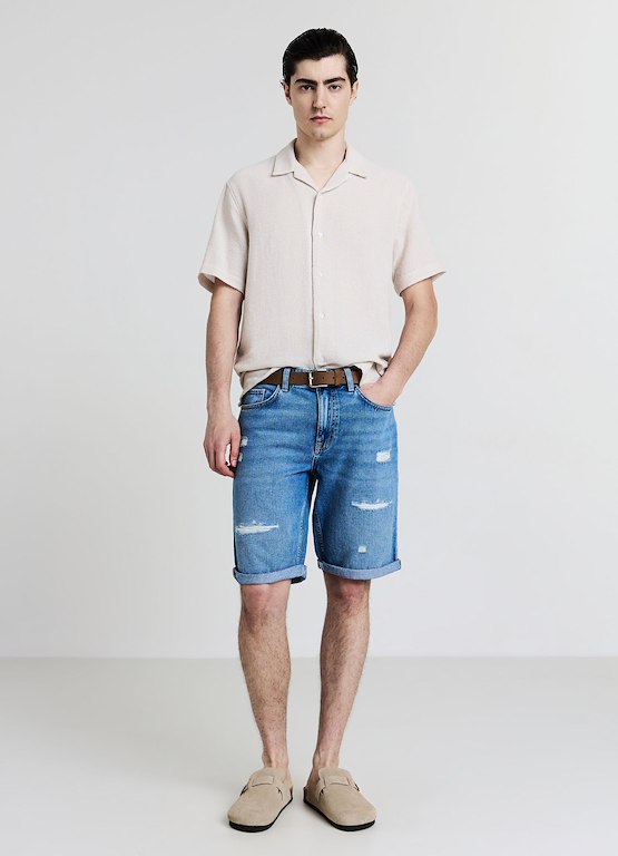 DENIM SHORTS WITH TEARS SREDNJEPLAVI TEKSAS