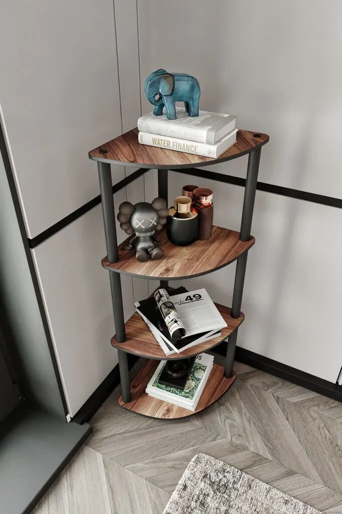 Hanah Home Polica za knjige Bookcase 4 Corner, Orah