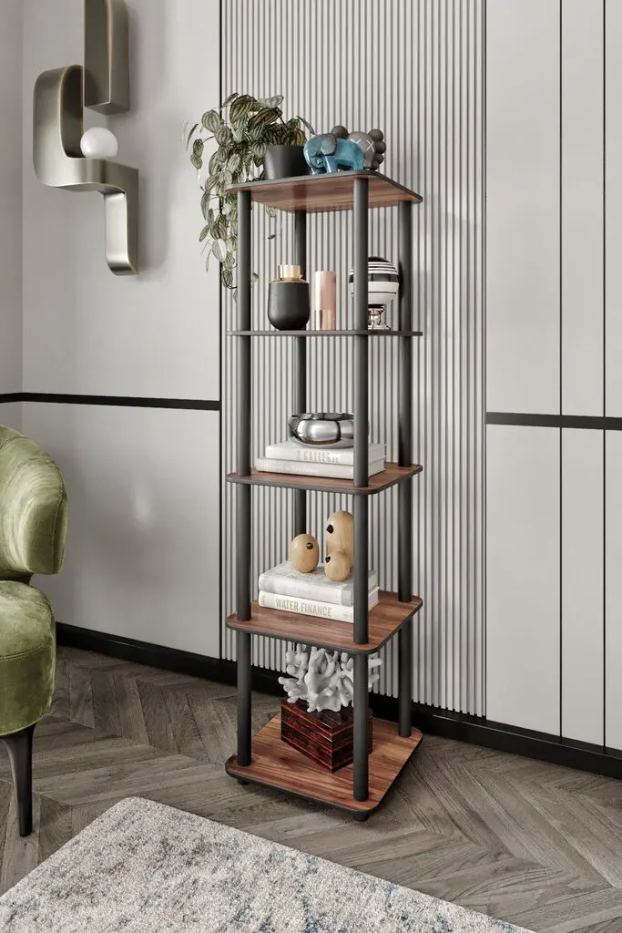 Hanah Home Polica za kuću Bookcase, 34x140x34 cm, Boje oraha