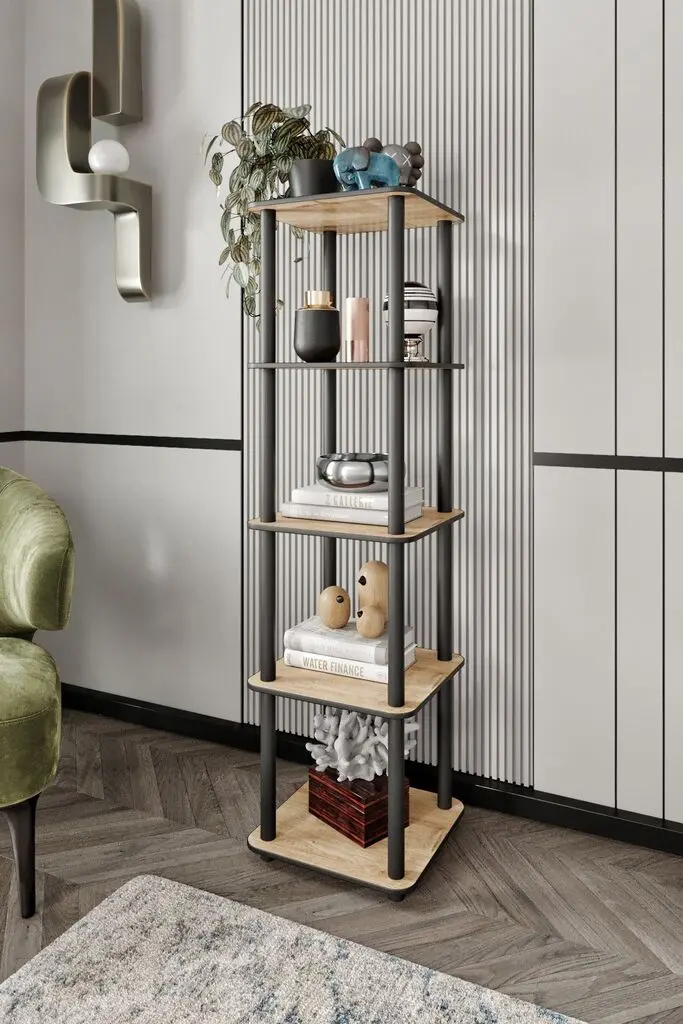 Hanah Home Polica za kuću Bookcase, 34x140x34 cm, Boje hrasta