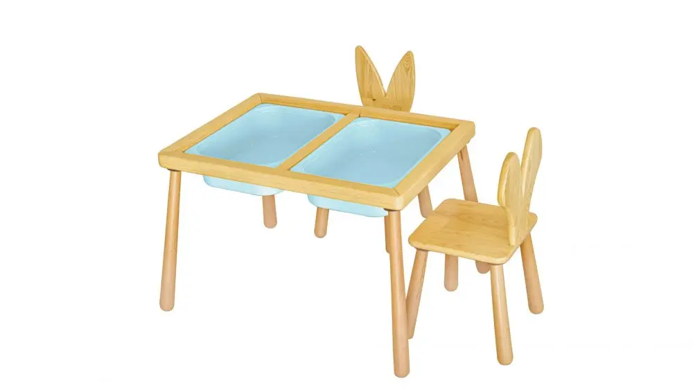 Hanah Home Table and 2 Chairs Sto i stolica za decu, Bukva-Plava