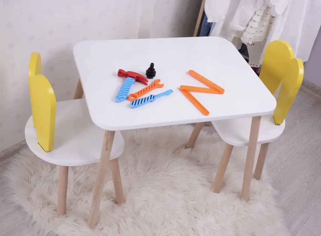 Hanah Home Set dečiji sto i stolice Bunny, Belo-žuti