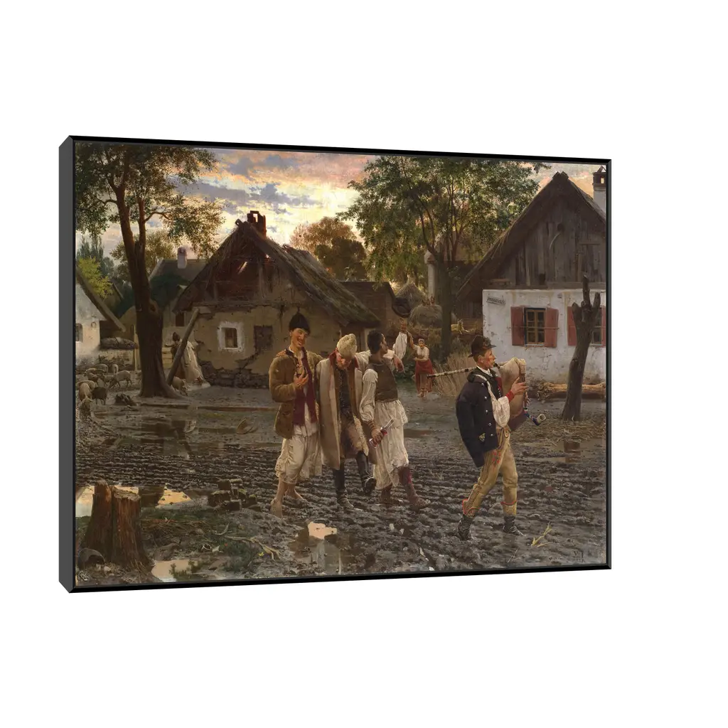 Canvas Slika na platnu Vesela braća Uroš Predić 120x90cm, Sa ramom, Crni