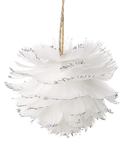 Novogodišnji ukras - Hanging white feather ball
